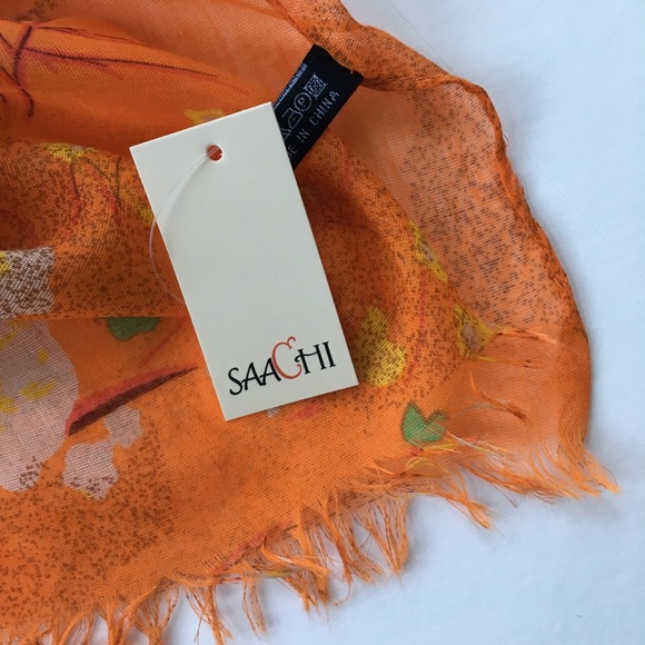 SAACHI | Accessories | Saachi Large Orange Poppy Floral Wrap Scarf Nwt ...